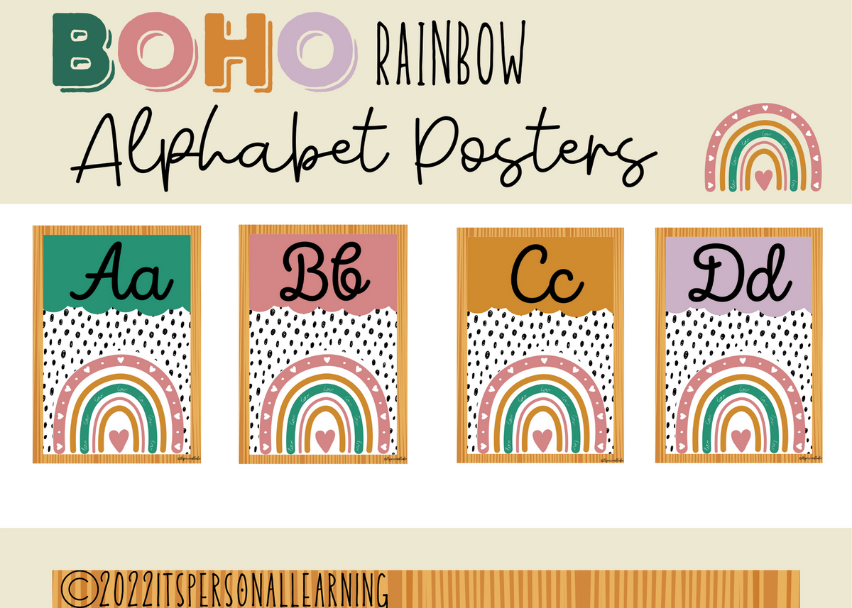 Boho Rainbow Cursive Alphabet 002 DIGITAL DOWNLOAD – It's Personal Babe