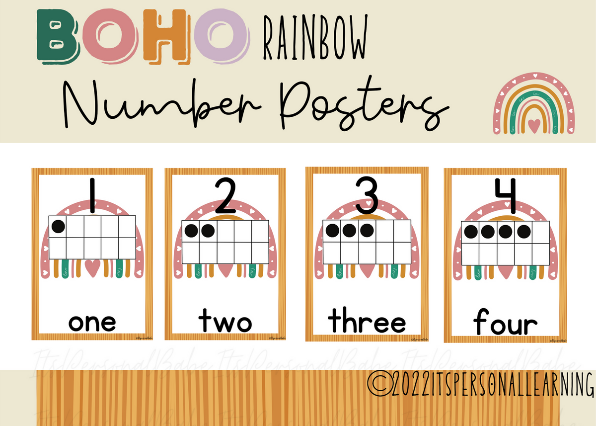 Boho Rainbow Number Frame Posters 003 DIGITAL DOWNLOAD – It's Personal Babe